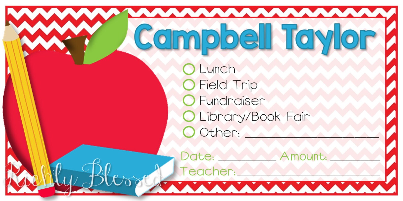 Personalized School Money Printable Stickers School Labels Teacher ...