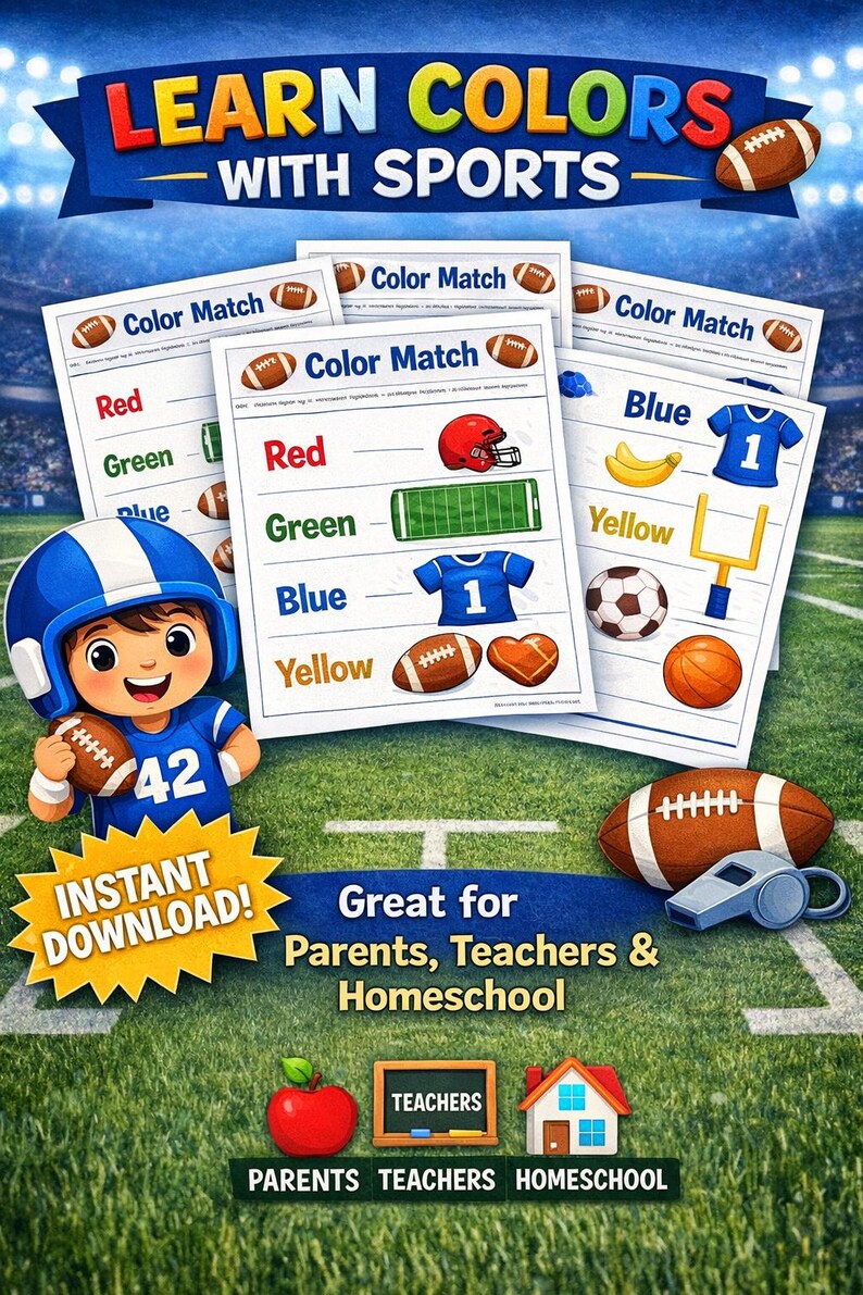 Learn Colors With Sports - Printable Color Matching Worksheets for ...