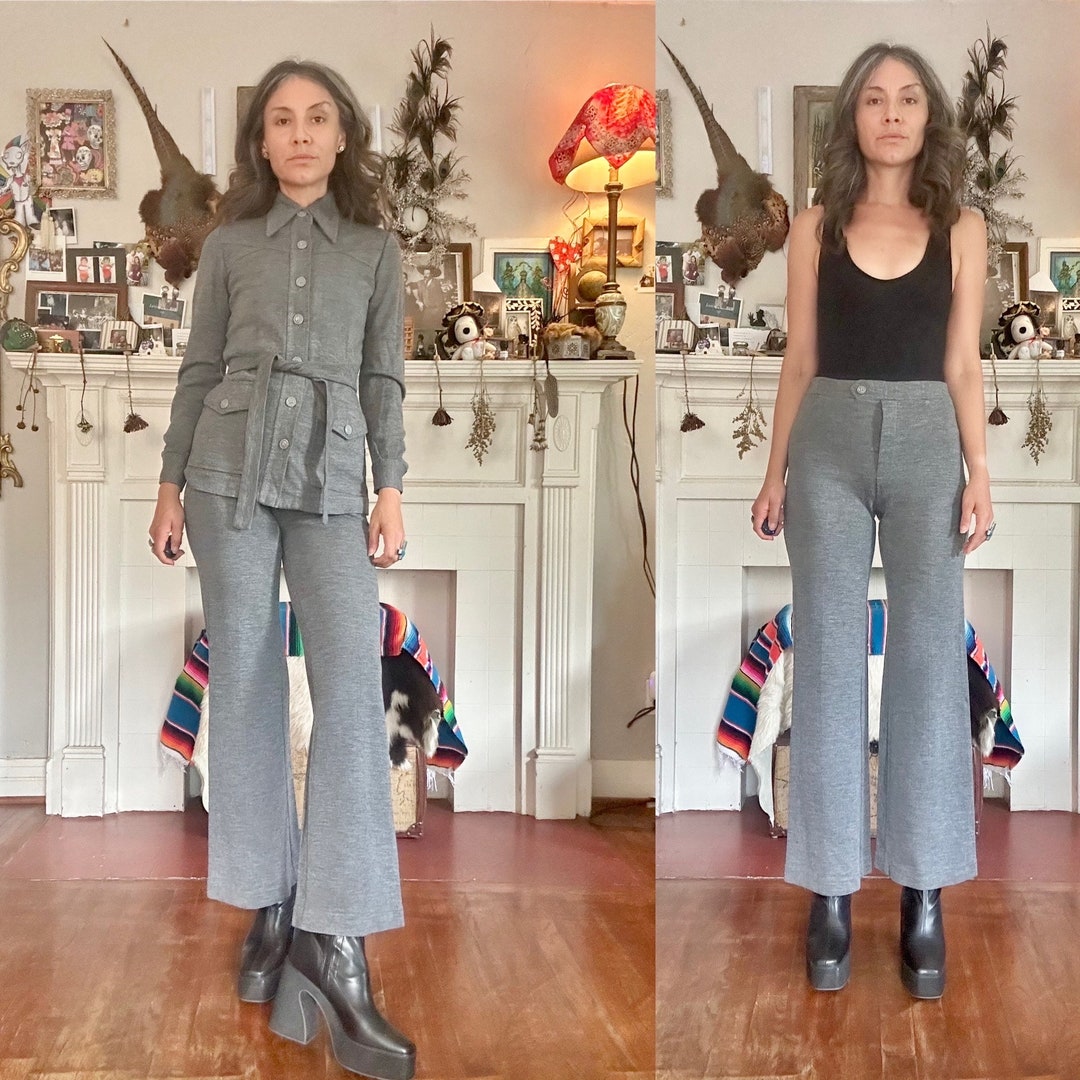 70s Grey Bell Bottom Leisure Suit - Etsy