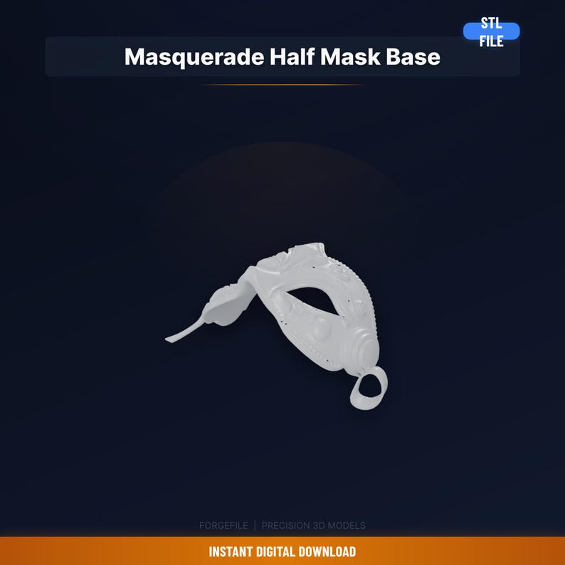 Venetian Masquerade Half Mask Base, Smooth STL File | 3D Printable ...