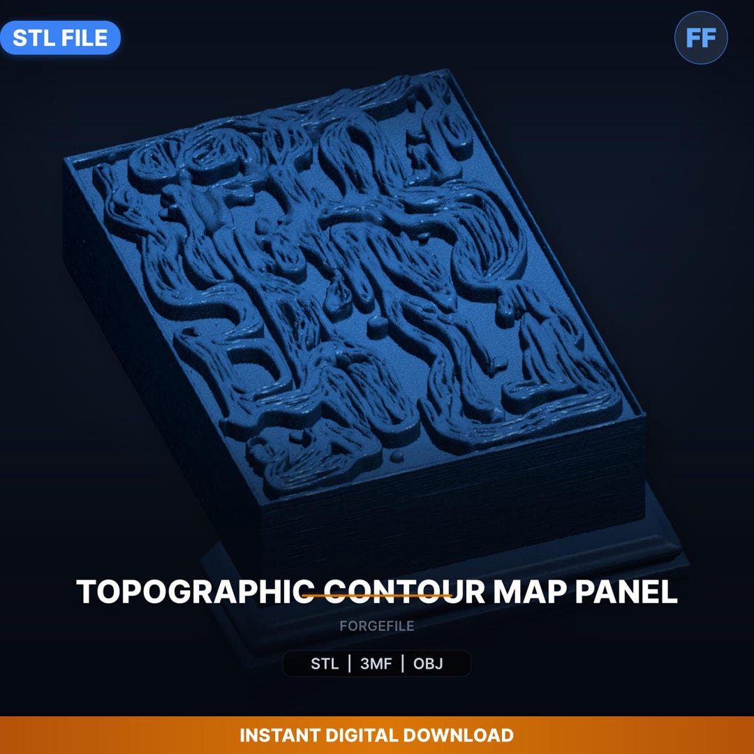 Topographic Contour Map Panel STL File | Topographic Map Model | 3D ...