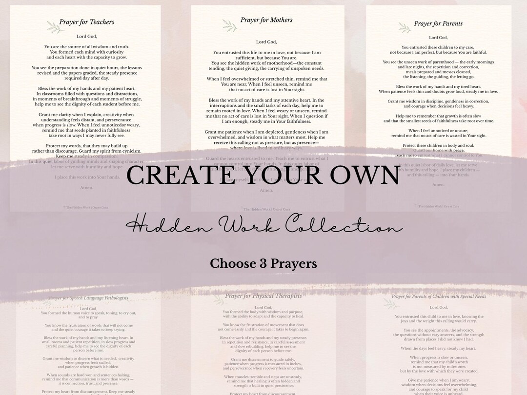 Create Your Own Prayer Bundle (set of 3) | Christian Printable Wall Art ...