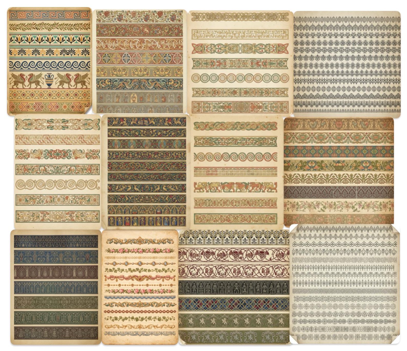 Border Design Mega Bundle – 64 Historical Border Sheets, Art Papers ...