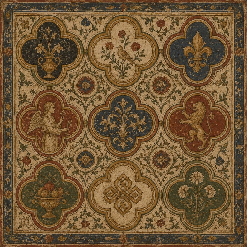 Elizabethan Painted Chamber Walls, Tudor Inspired Printable Art Papers ...