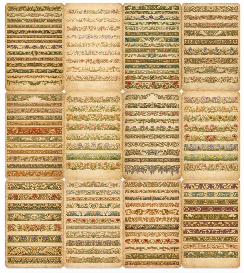 Art Nouveau Mega Bundle – Belle Époque Stationery, Borders, Art Papers ...