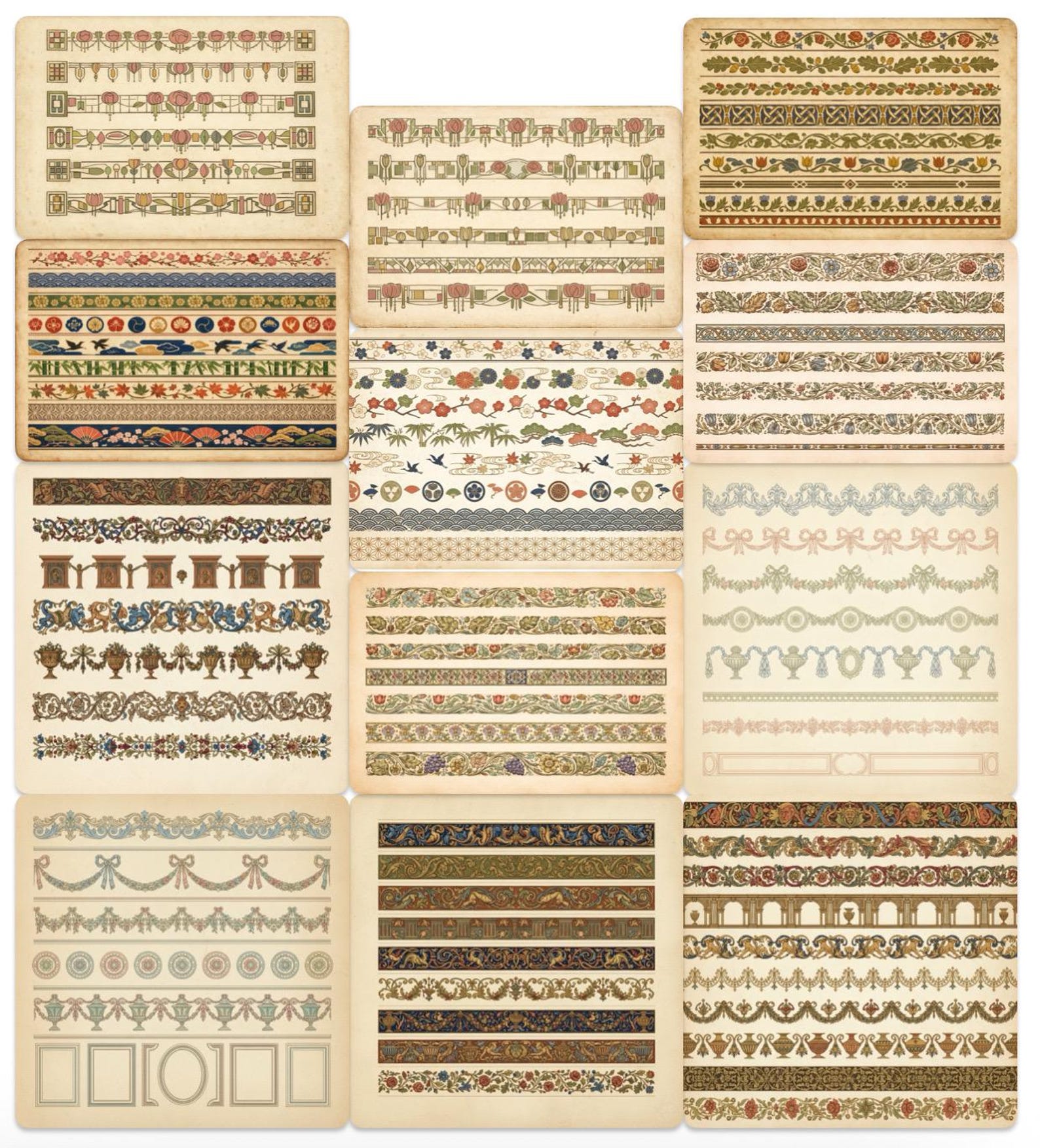 Border Design Mega Bundle – 64 Historical Border Sheets, Art Papers ...