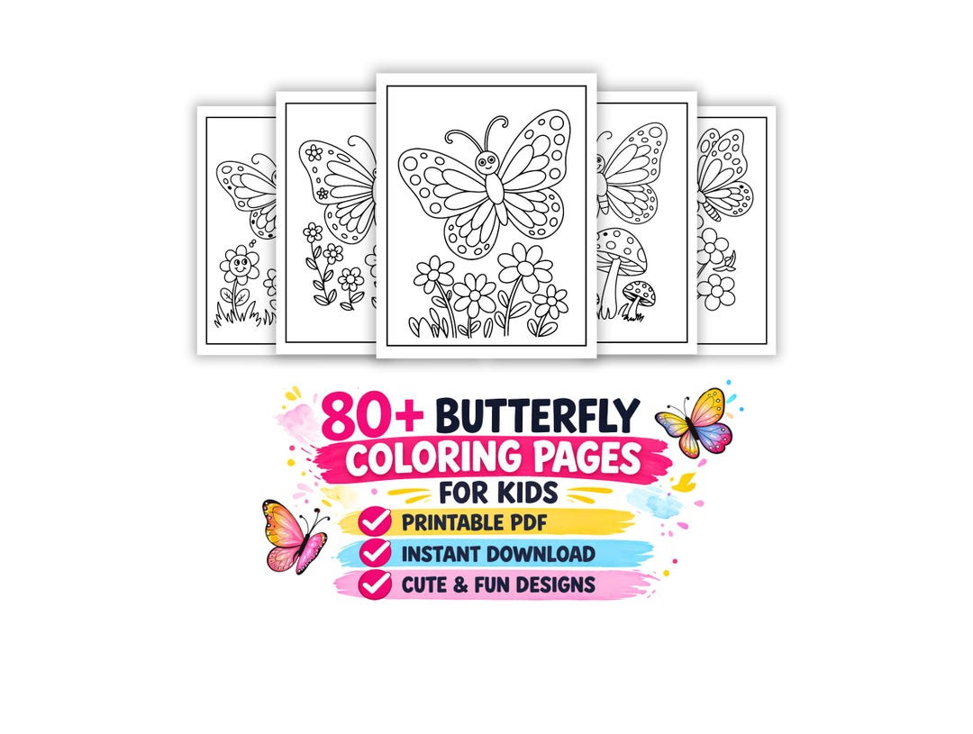 Butterfly Coloring Pages for Kids Printable PDF, 80+ Butterfly Coloring ...