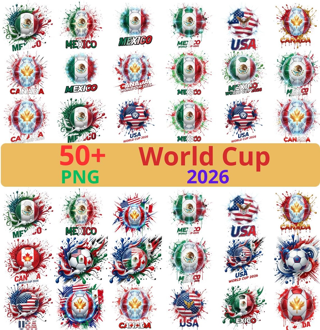 50+ World Cup 2026 Soccer Ball Clipart, USA Mexico Canada, Sports Art ...