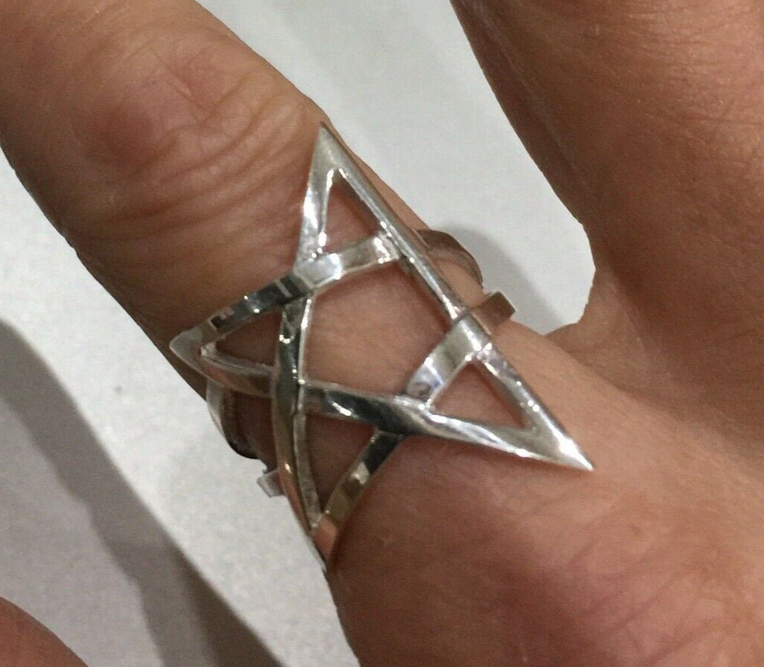 Pentagram Pentacle RING SOLID 925 Sterling Silver Quality 6 7 8 9 10 11 ...