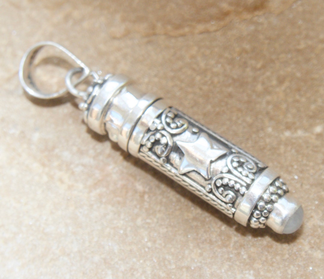 925 Silver Prayer Poison Locket Vial Moon and Star Message Cremation ...