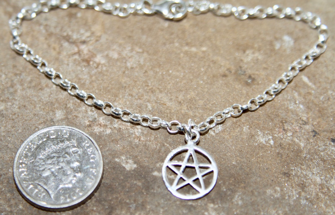 ALL 925 Sterling Silver Pentagram Charm .. Choice of .. Bracelet ...