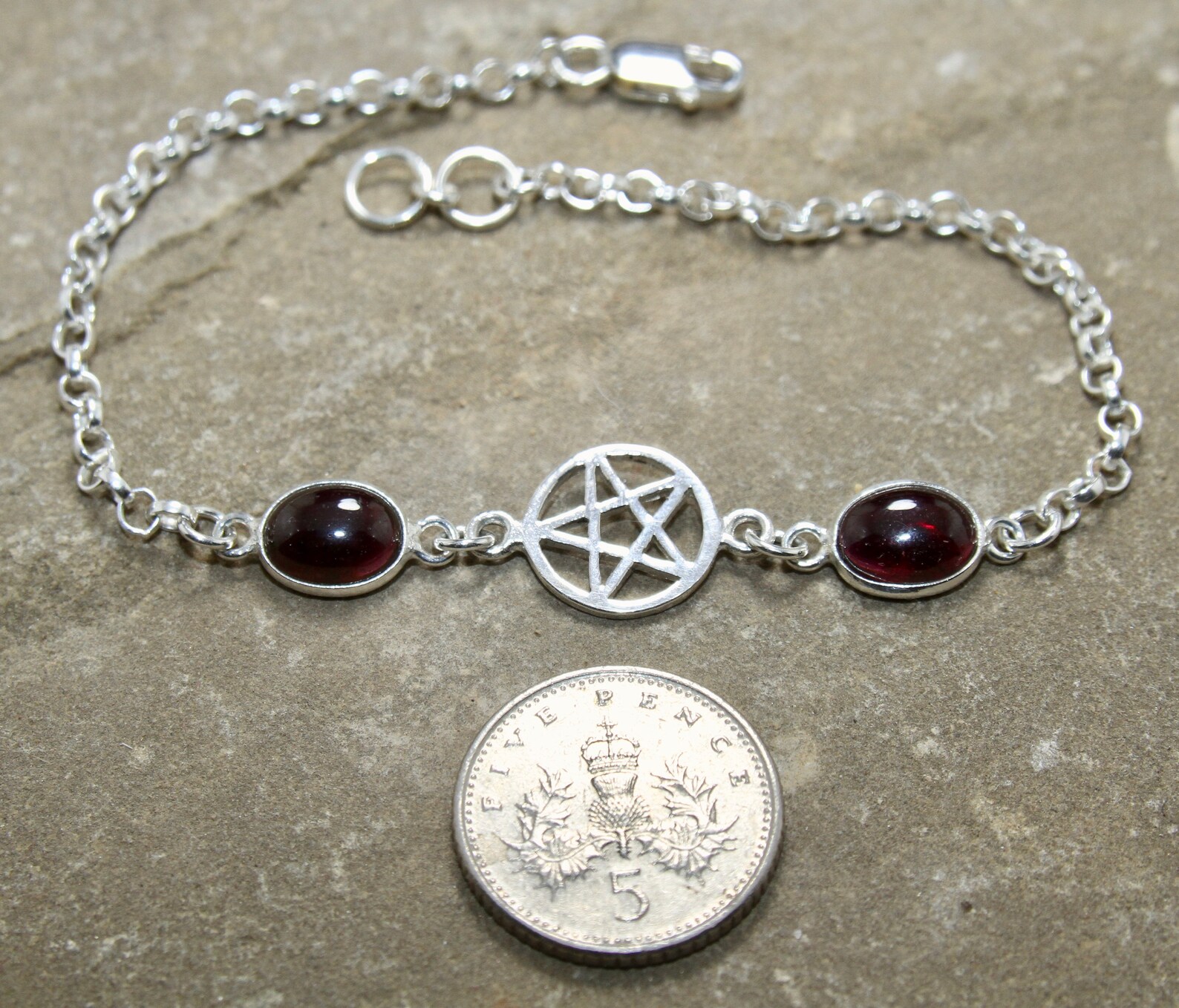 Solid 925 Sterling Silver GENUINE Gemstone or Pentacle or both | Etsy