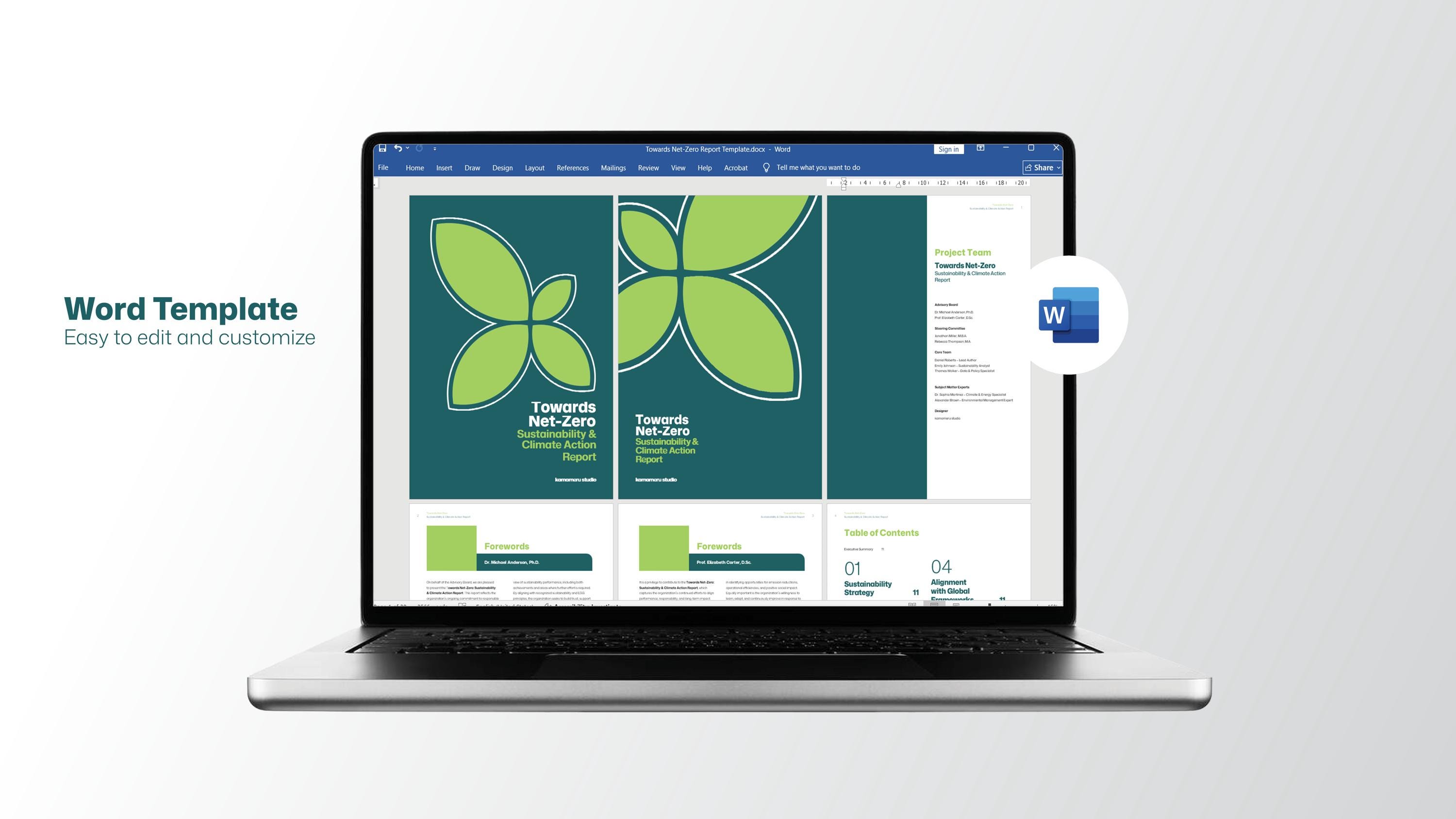 Sustainability Report Template | Net-zero, ESG, Climate Action ...