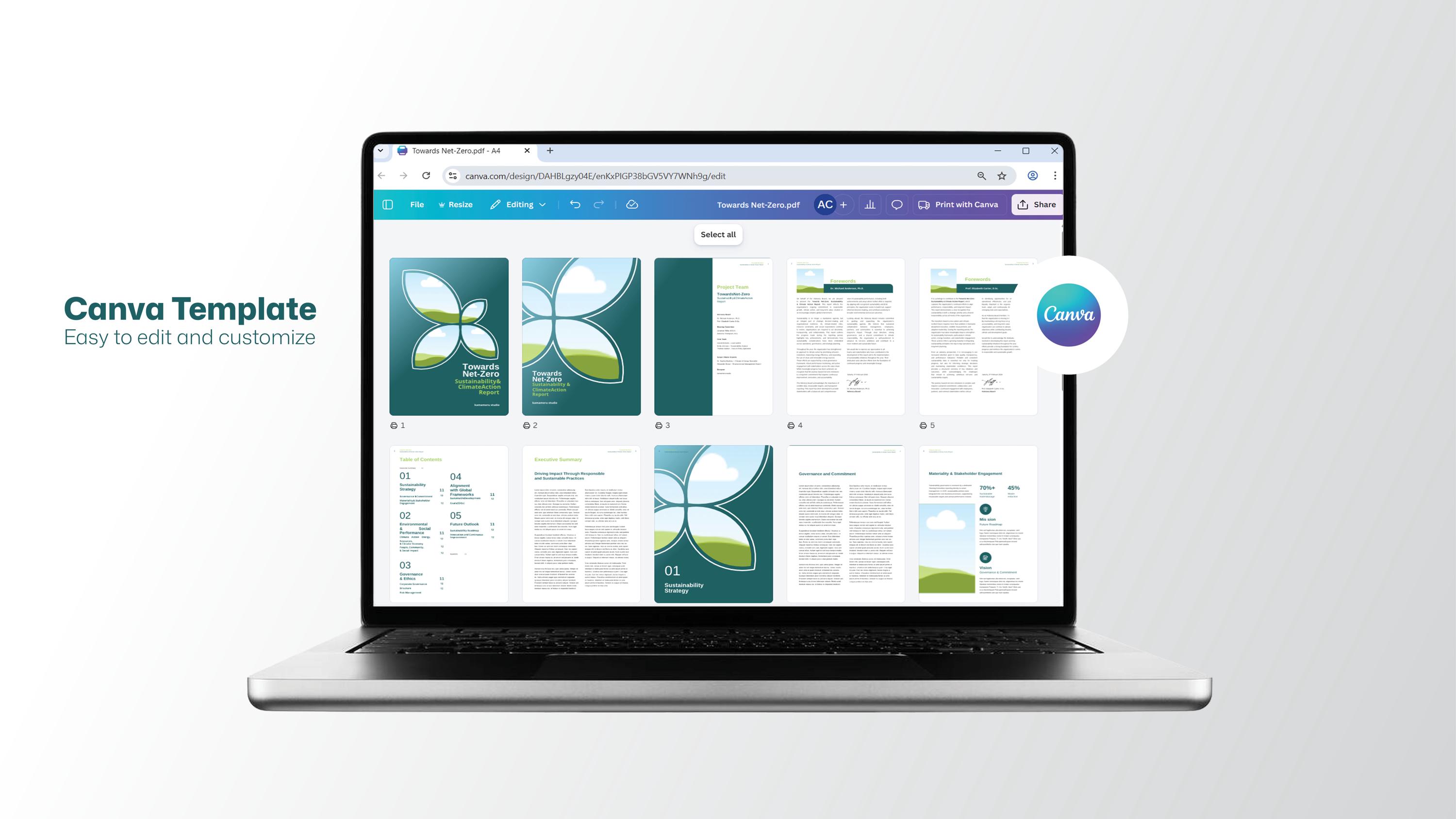 Sustainability Report Template | Net-zero, ESG, Climate Action ...