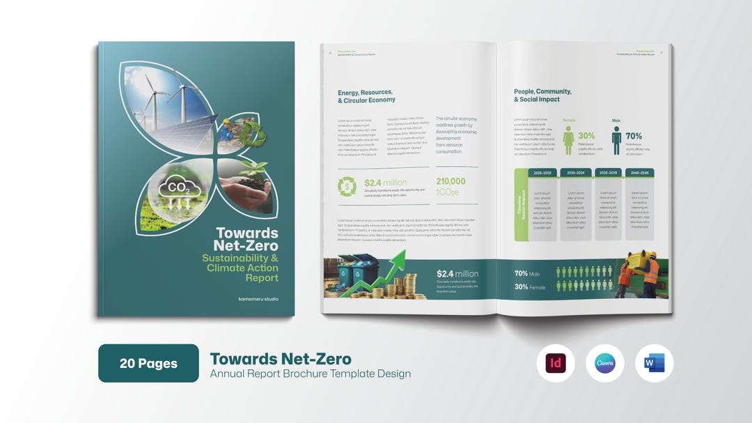 Sustainability Report Template | Net-zero, ESG, Climate Action ...
