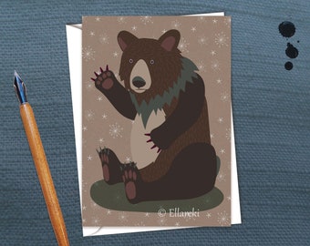 Bear Card, Printable Card, 5x7 Printable Greeting Card, Bear Notecard ...