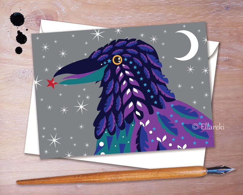 Crow Greeting Card - Etsy