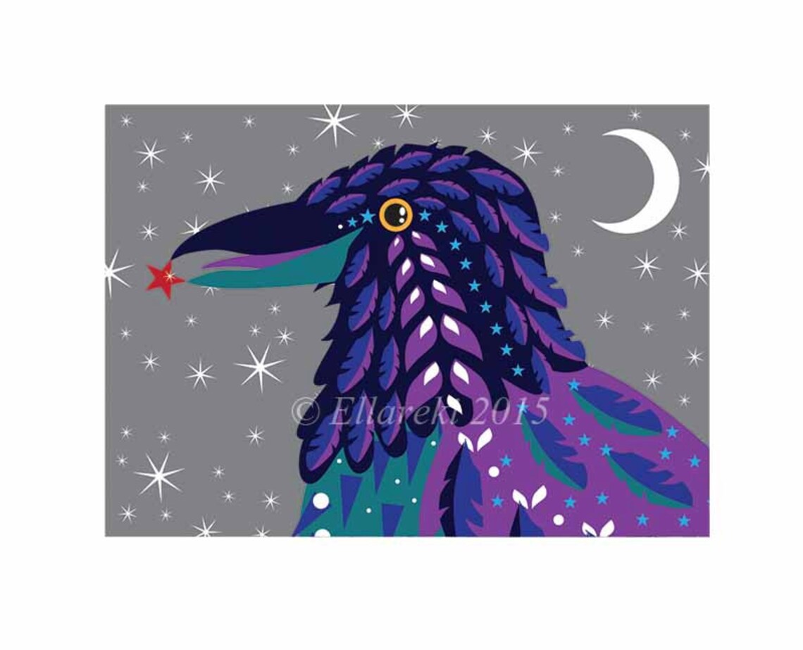 Crow Greeting Card - Etsy