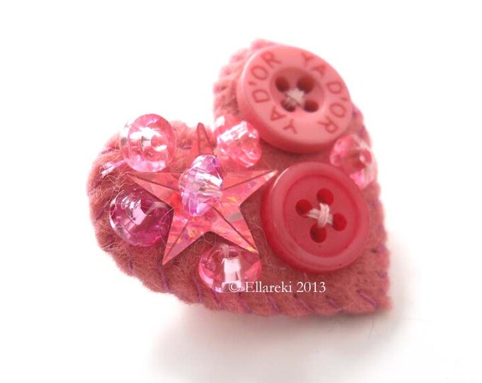 Felt Brooch Pin Pastel Pink Heart Number 89 - Etsy