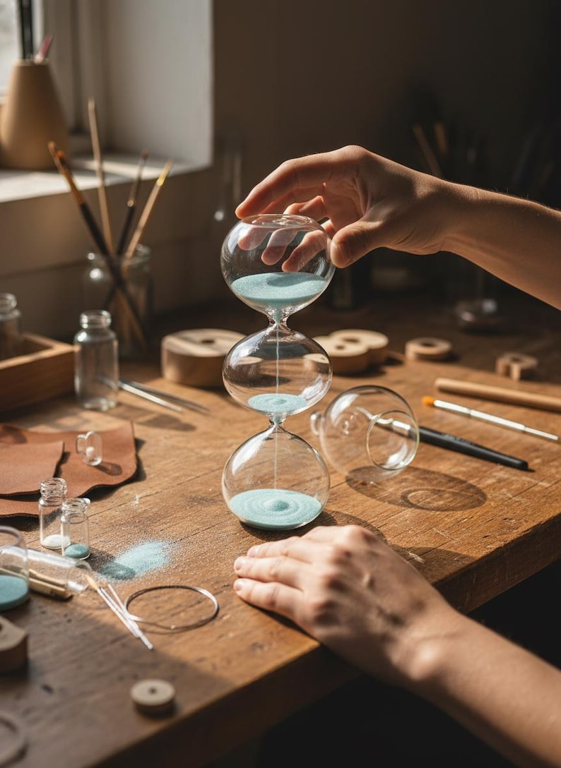 Triple Globe Hourglass Sand Timer Art Glass Decor, Three Ball Connected ...