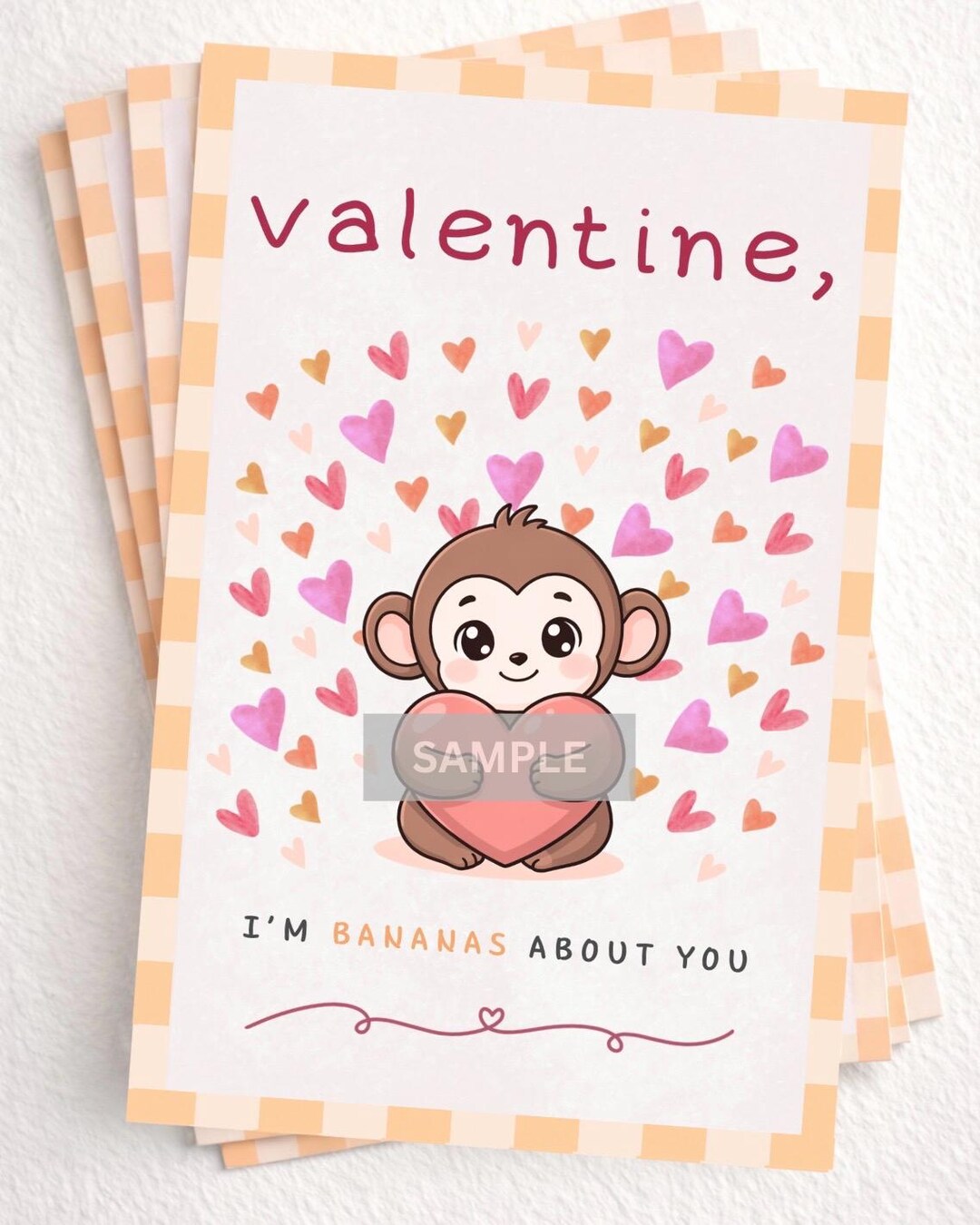 Monkey Valentine Card Printable – I’m Bananas About You – Kids ...