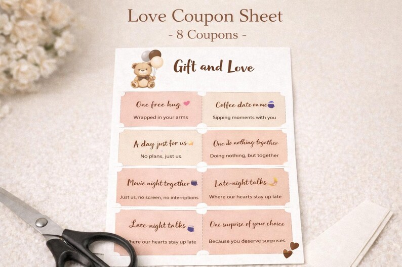 Valentine Printable Gift Bundle | Valentine Card, Love Coupons & Wall ...