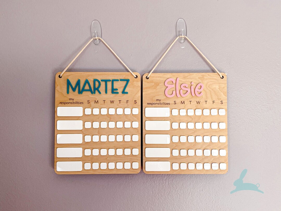 Hanging Responsibility Chart | Dry Erase Chore Chart, Custom Kids Sign ...