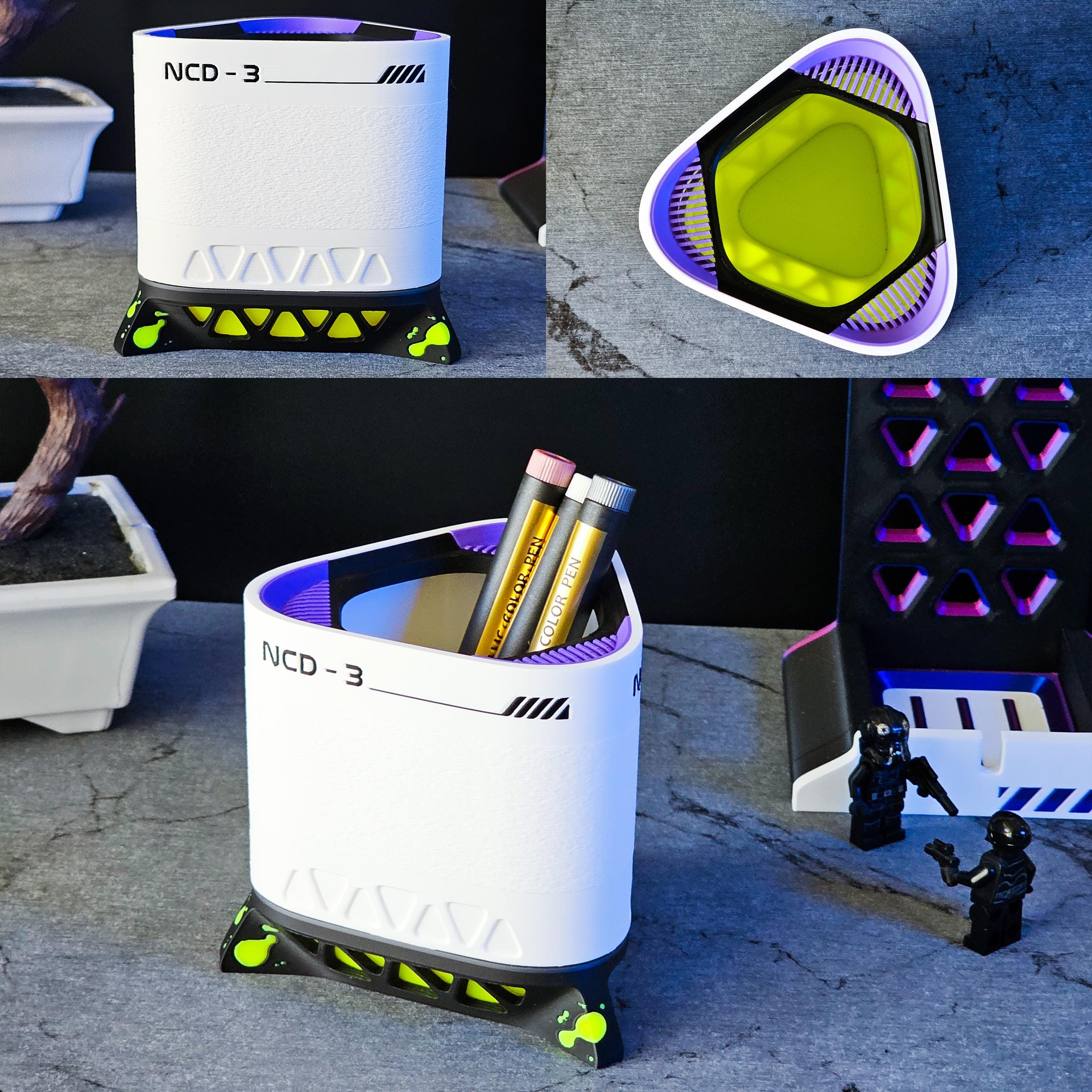 Cyberpunk Desk Pencil Holder – Futuristic Pen Cup for Gaming Setup, Sci ...