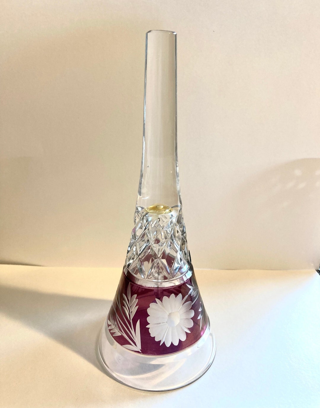 Vintage Crystal Bell, W Germany Cut to Clear Amethyst Bell, Collectible ...