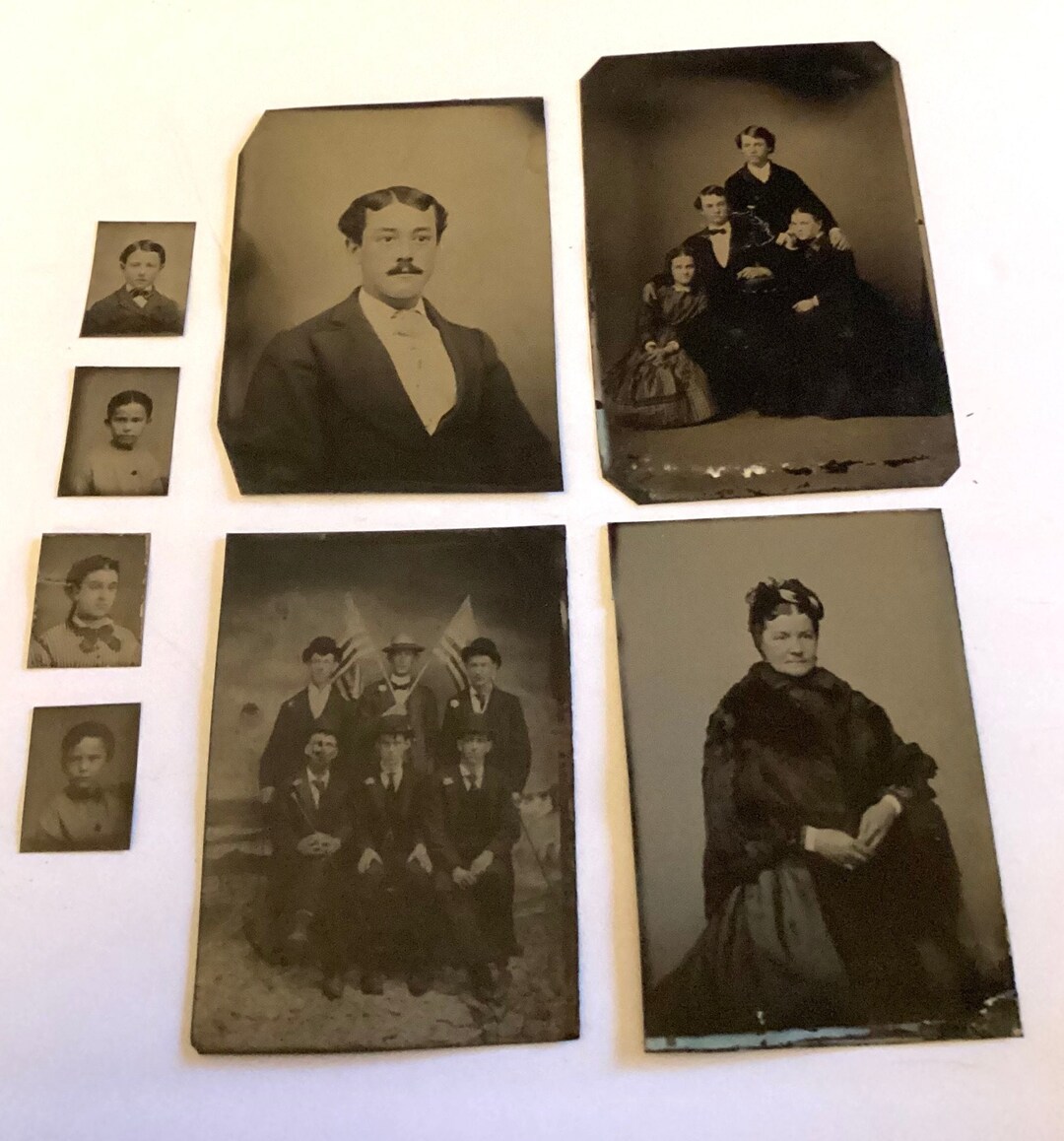 Tintypes Lot 1800's 4 Gem Miniature Children 4 Men Women Fashion From ...