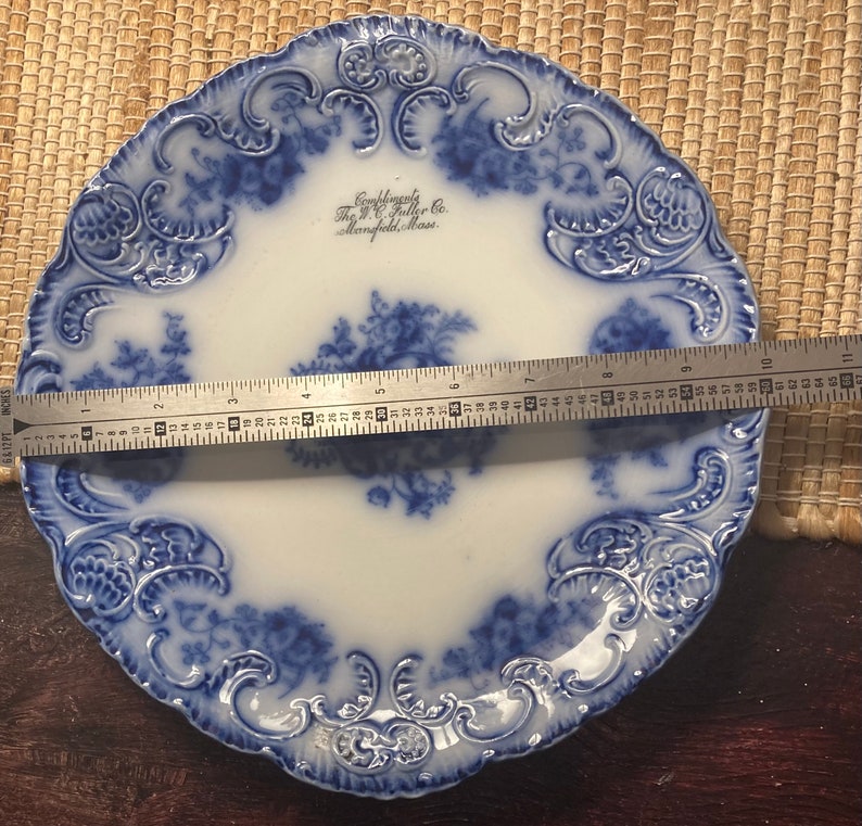 Antique Flow Blue Advertising Plate , 19th Century Flow Blue Plate 10.5 ...
