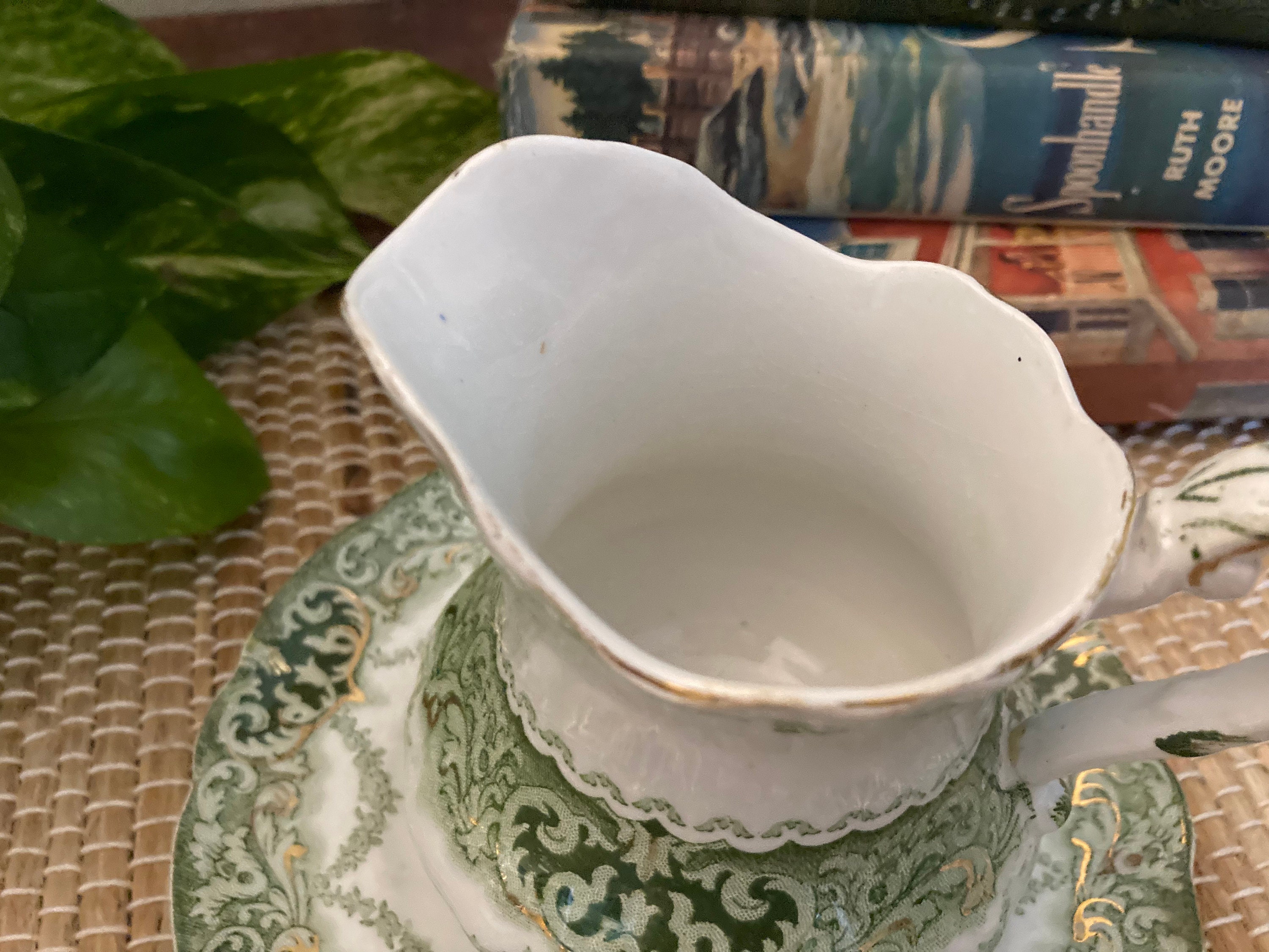 Vintage Meakin Pitcher Liner, England Alfred Meakin, Green Gold ...