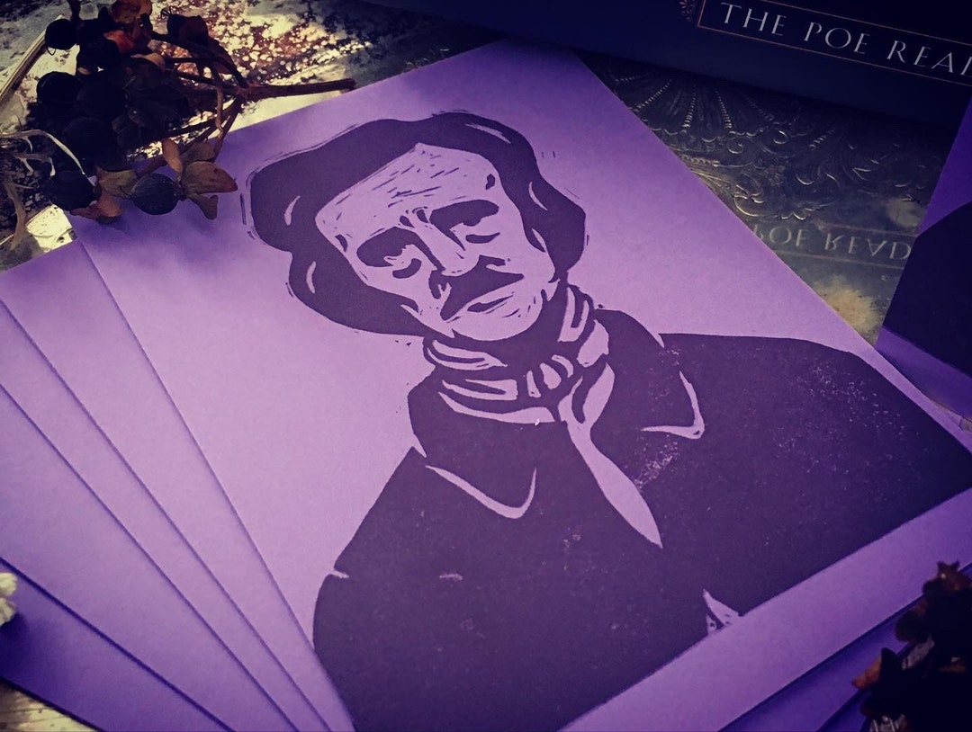 Hand-printed Edgar Allan Poe Cards – Single, Pack of 4, or Pack of 6 - Etsy
