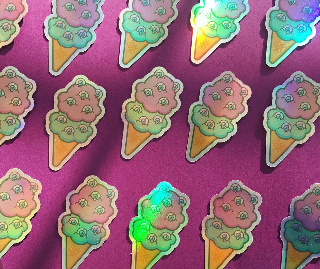 Holographic Die-cut Eye-scream Sticker - Etsy