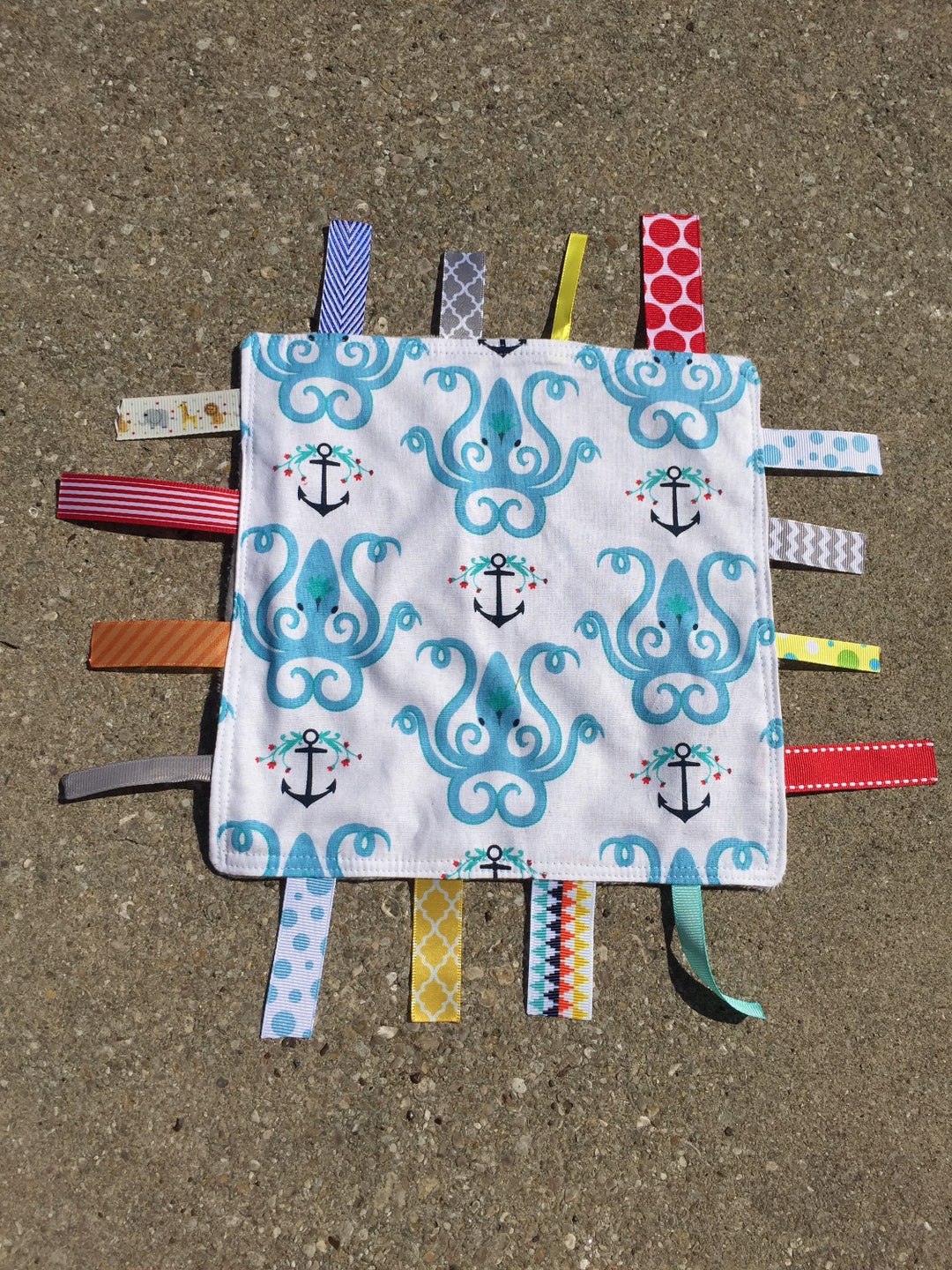 Octopus Tag Blanket With Grey Minky // in Stock, READY TO SHIP - Etsy