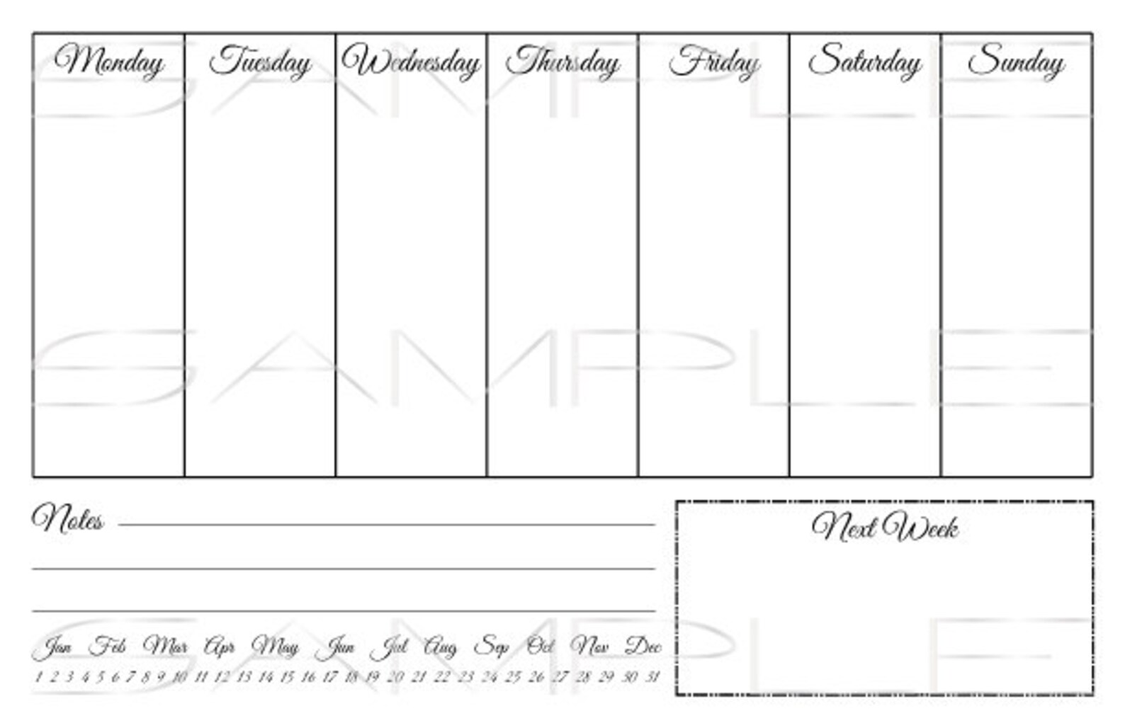 Week at a Glance Printable PDF 4 Styles for Planners and Journals ...