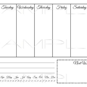Week at a Glance Printable PDF 4 Styles for Planners and Journals ...