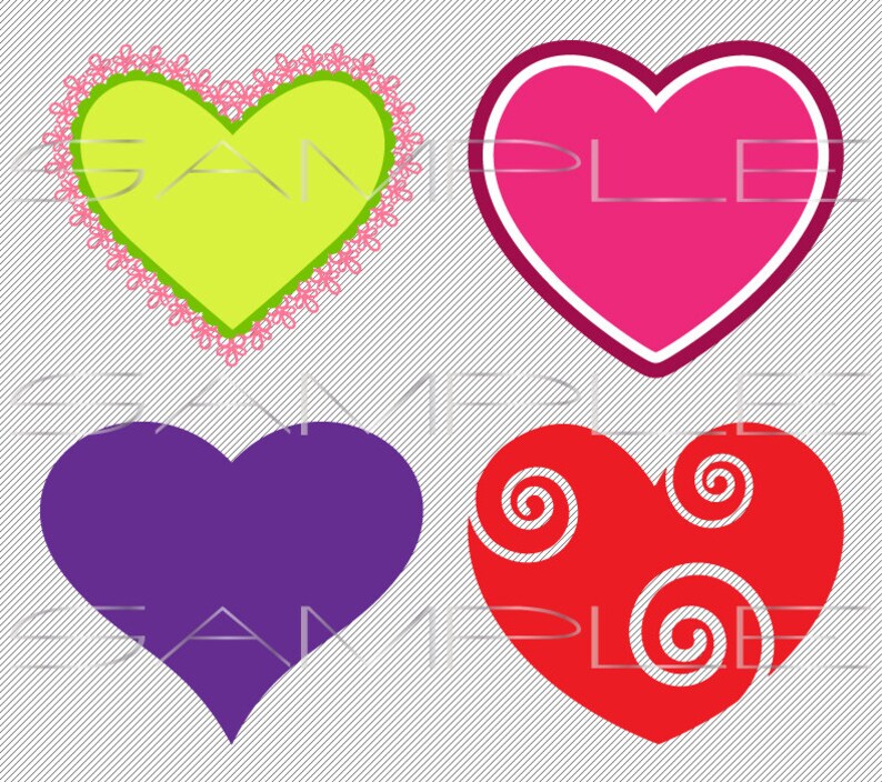 A Variety of Hearts Set 2 Printable PDF and SVG Cut File - Etsy