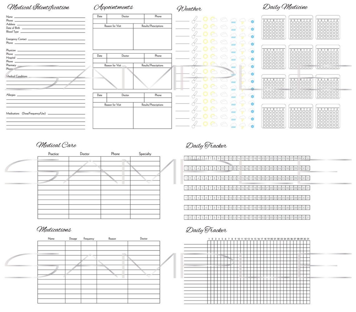 Printable Medical Pages for Planners and Journals Digital Download ...