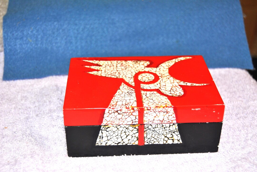 Stone Box With Rooster Inlay Vintage Abggoodstuff - Etsy