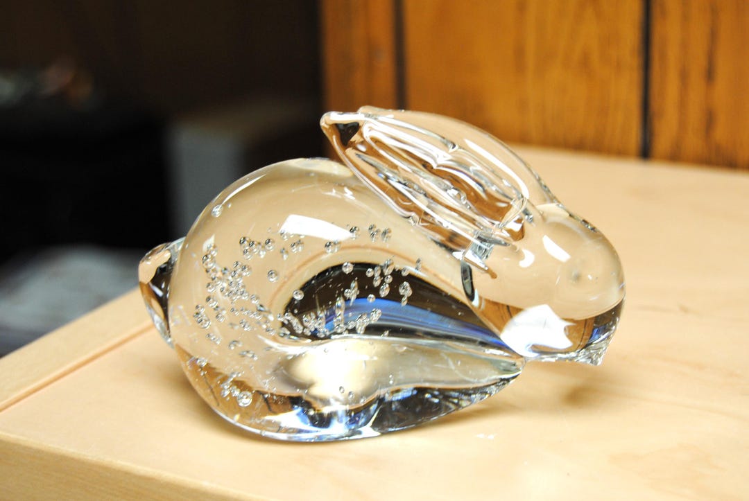 Vintage Solid Glass Rabbit Paperweight - Etsy