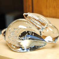 Bunny Rabbit Paperweights Figurine Set of 2 Glass 2" - Etsy