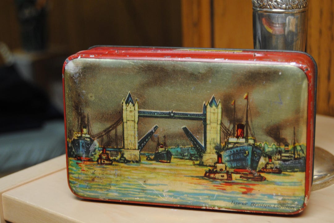 Blue Bird Toffee Tin Tower Bridge London Vintage Abggoodstuff - Etsy