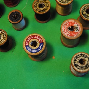 Wood Thread Spools Vintage Abggoodstuff - Etsy