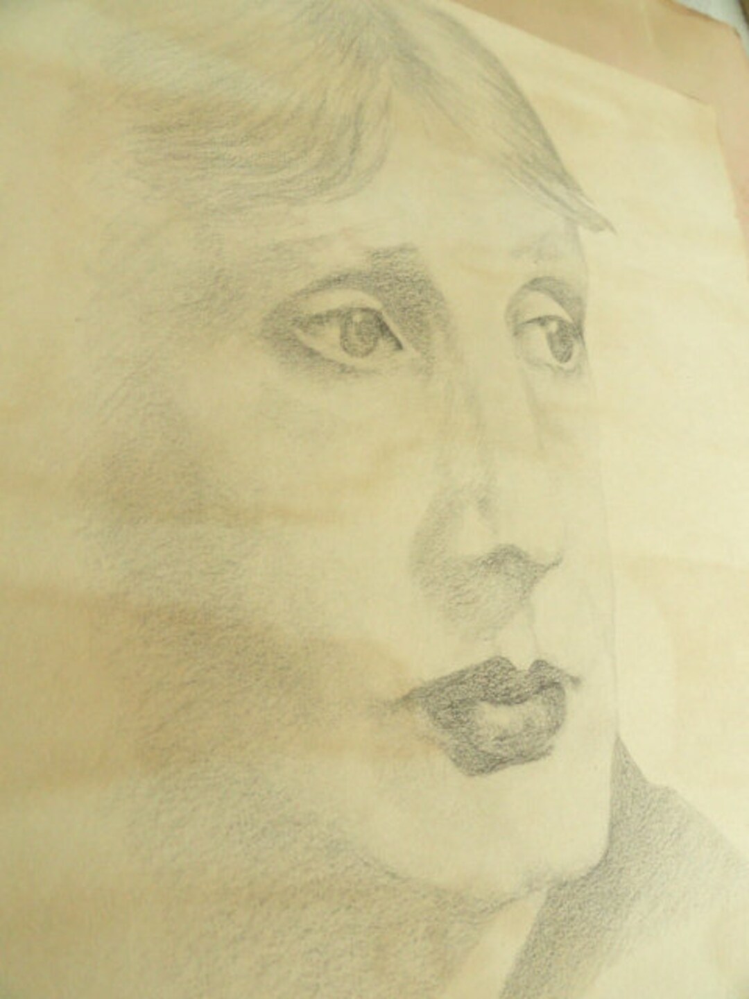 Virginia Woolf Pencil Sketch by G. Banker Vintage Abggoodstuff - Etsy