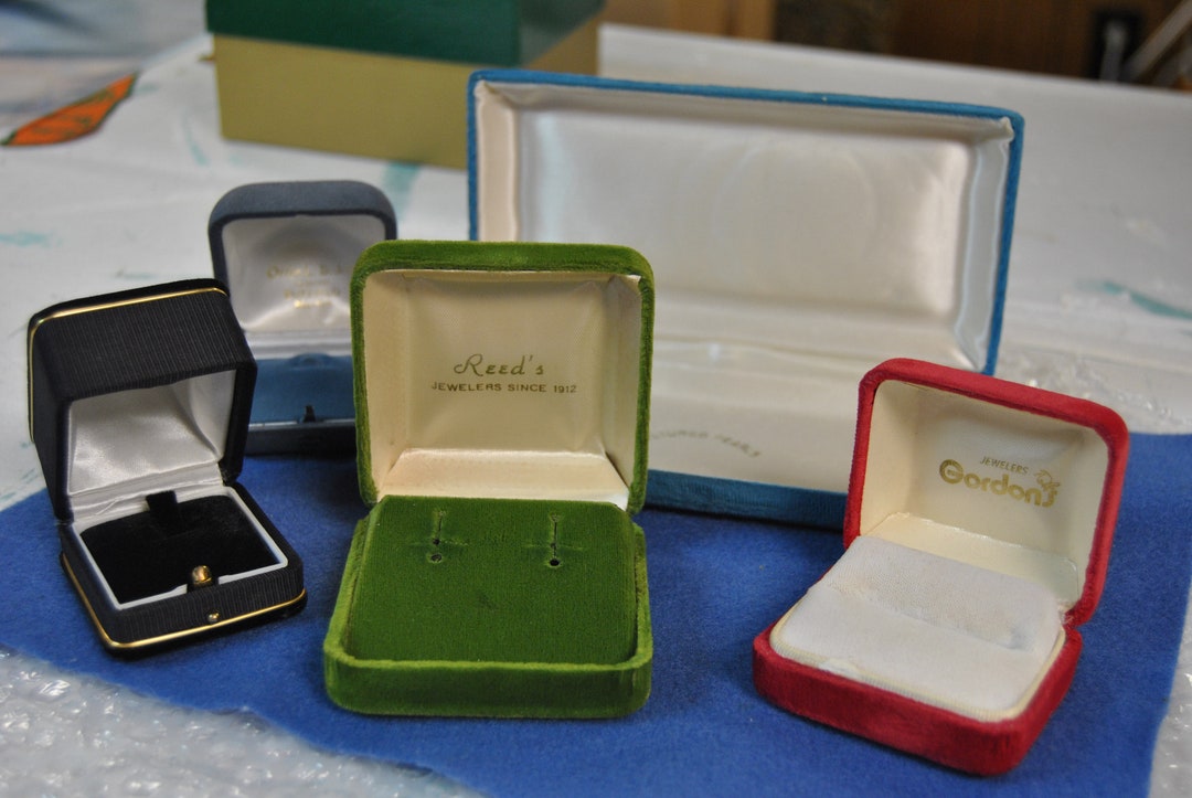 Velvet Covered Jewelry Display Boxes Vintage Abggoodstuff - Etsy