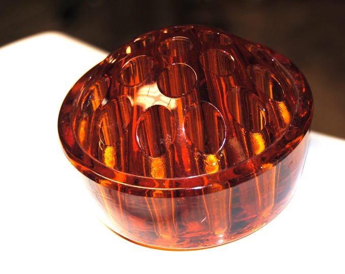 Amber Glass Flower Frog Vintage Abggoodstuff - Etsy