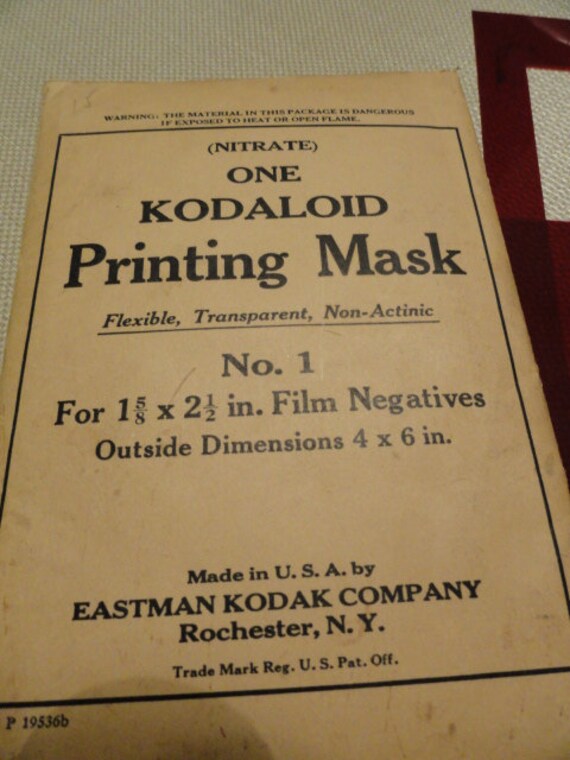 Vintage Kodaloid Printing Mask by Eastman Kodak No. 1 and No. | Etsy
