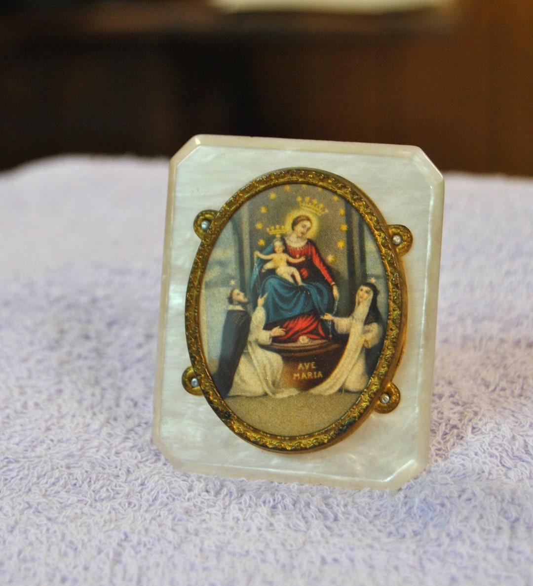 Vintage Ave Maria Table Easel Framed Picture - Etsy