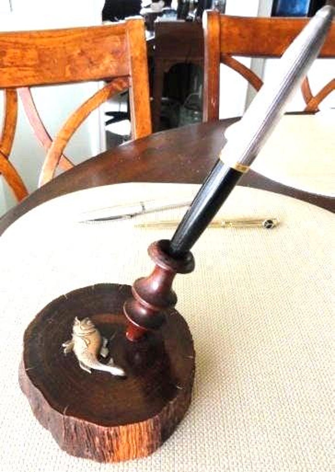 Largemouth Bass Vintage Pen Holder Desk Cedar Wood and Brass ...
